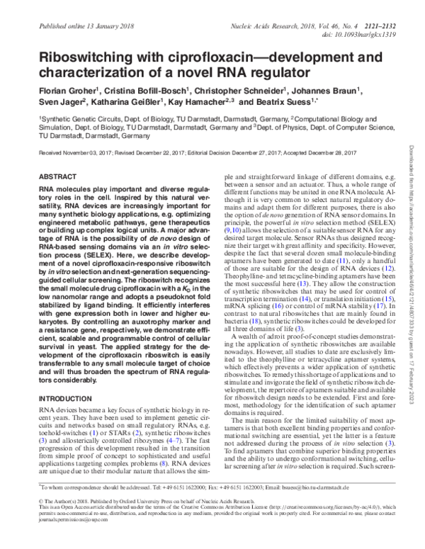 (PDF) Riboswitching with ciprofloxacin—development and characterization ...