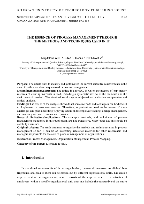 (PDF) The essence of process management through the methods and ...