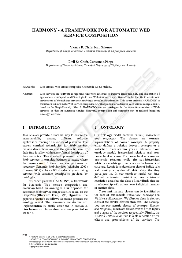 (PDF) Harmony - a Framework for Automatic Web Service Composition