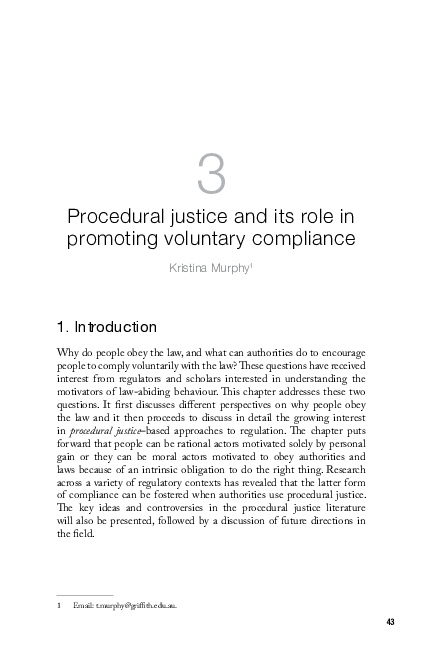 (PDF) Procedural justice and its role in promoting voluntary compliance
