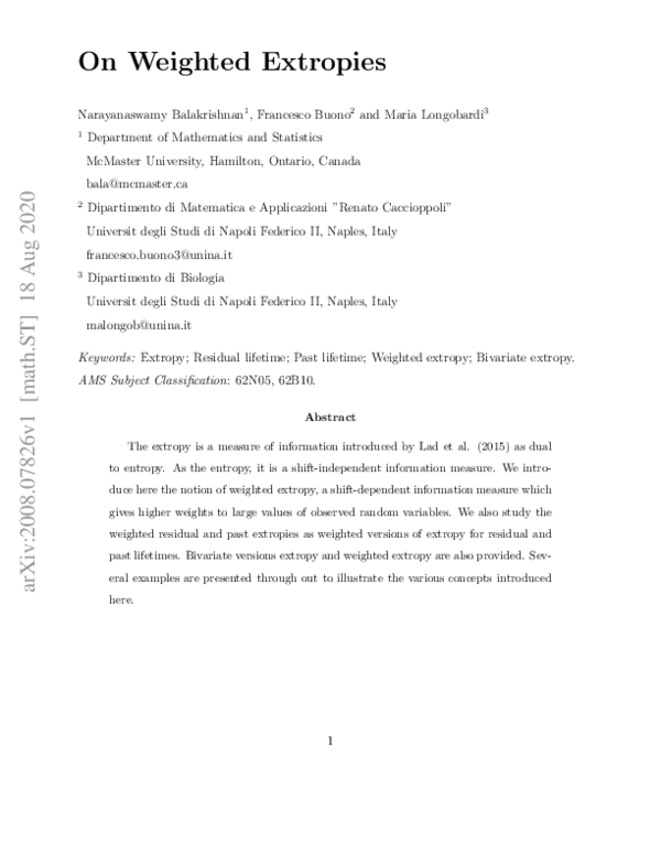 (PDF) On Weighted Extropies