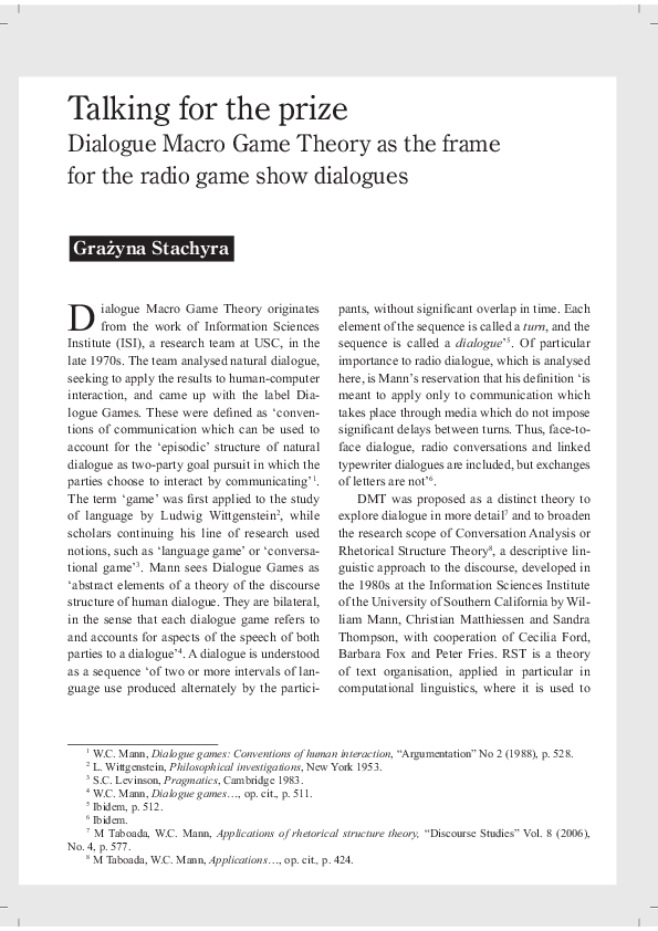 (PDF) Rozmawiając, by wygrać. Dialog Macro Game Theory jako rama do ...