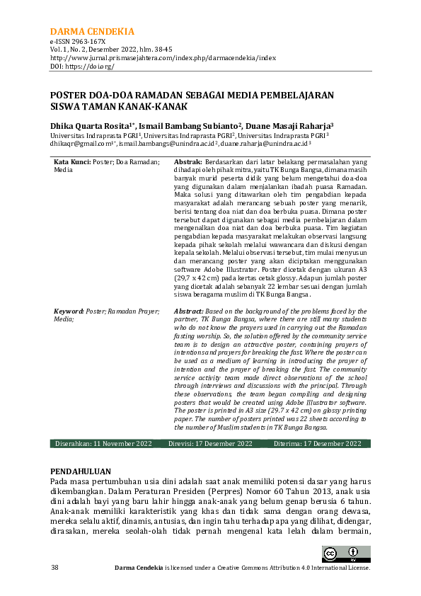 (PDF) Poster Doa-Doa Ramadan sebagai Media Pembelajaran Siswa Taman Kanak-Kanak