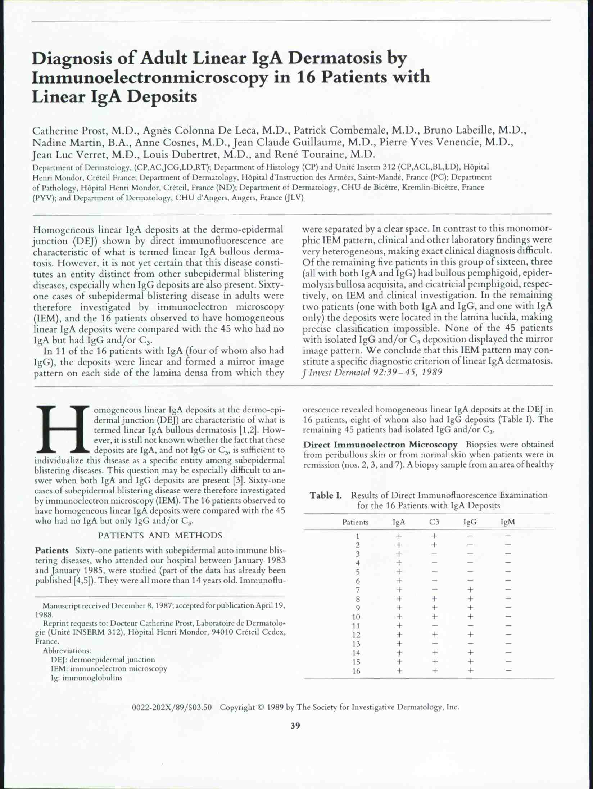 (PDF) Diagnosis of Adult Linear IgA Dermatosis by ...