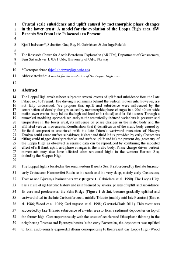 (PDF) Crustal-scale subsidence and uplift caused by metamorphic phase ...