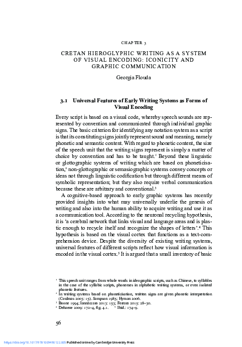 (PDF) Flouda, Georgia. 2024. "Cretan Hieroglyphic Writing as a System ...