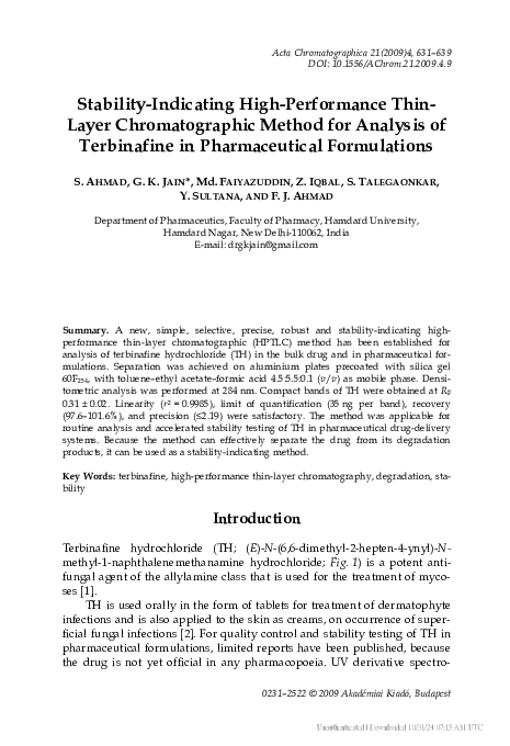 (PDF) Stability-indicating high-performance thin-layer chromatographic method for analysis of ...