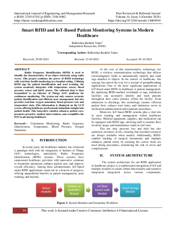 (PDF) Smart RFID and IoT-Based Patient Monitoring Systems in Modern ...