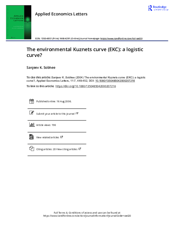 (PDF) The environmental Kuznets curve (EKC): a logistic curve?