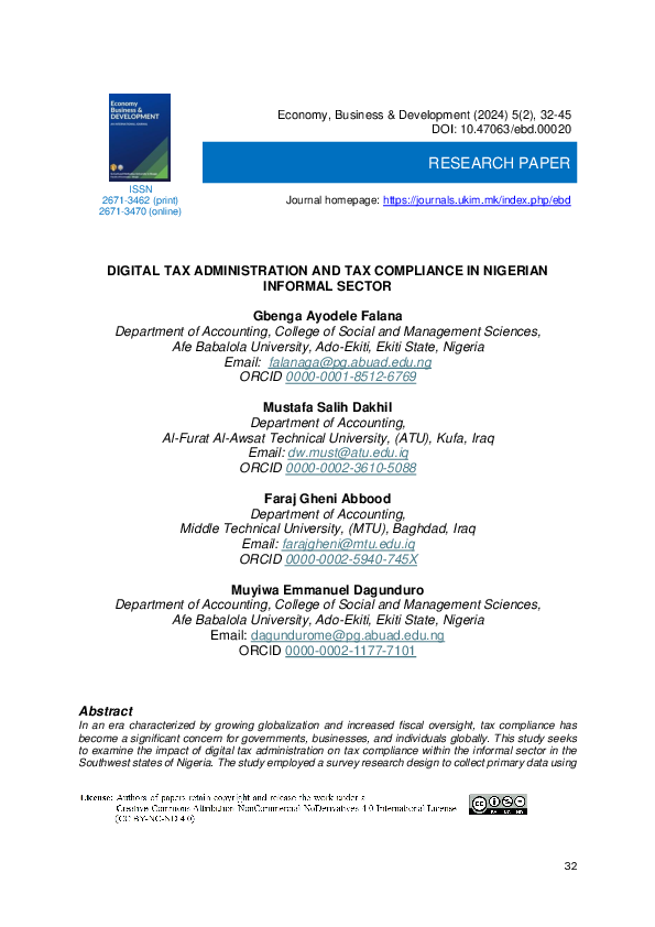 (PDF) DIGITAL TAX ADMINISTRATION AND TAX COMPLIANCE IN NIGERIAN ...