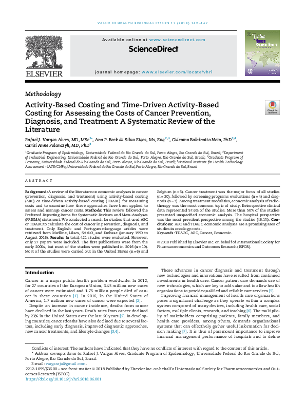 Pdf Activity Based Costing And Time Driven Activity Based Costing For Assessing The Costs Of