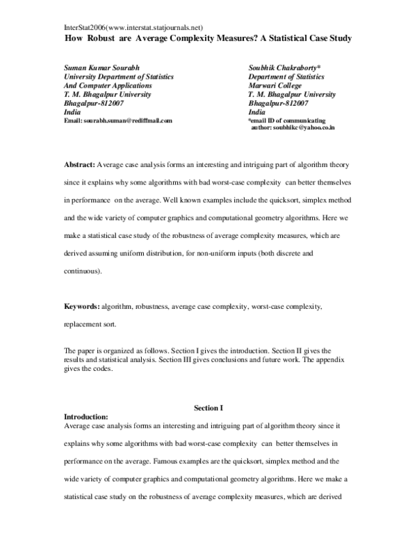 (PDF) How robust are average complexity measures? A statistical case study
