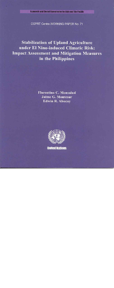 (PDF) Stabilization of Upland Agriculture under El Nino-Induced ...