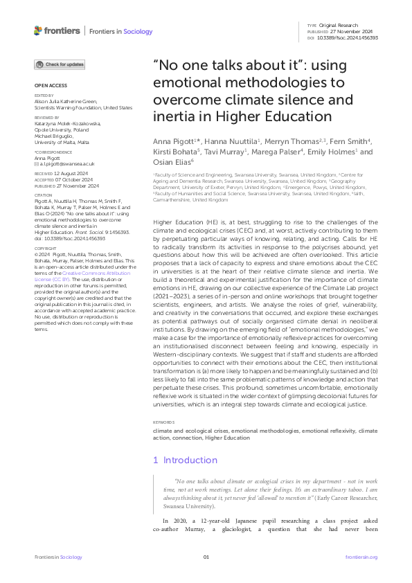 (PDF) "No one talks about it": using emotional methodologies to ...