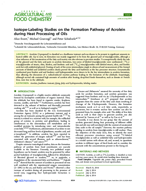 (PDF) Isotope-labeling studies on the formation pathway of acrolein ...