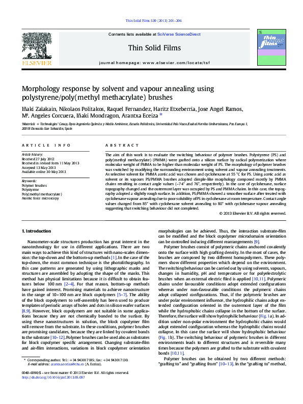 (PDF) Morphology response by solvent and vapour annealing using ...