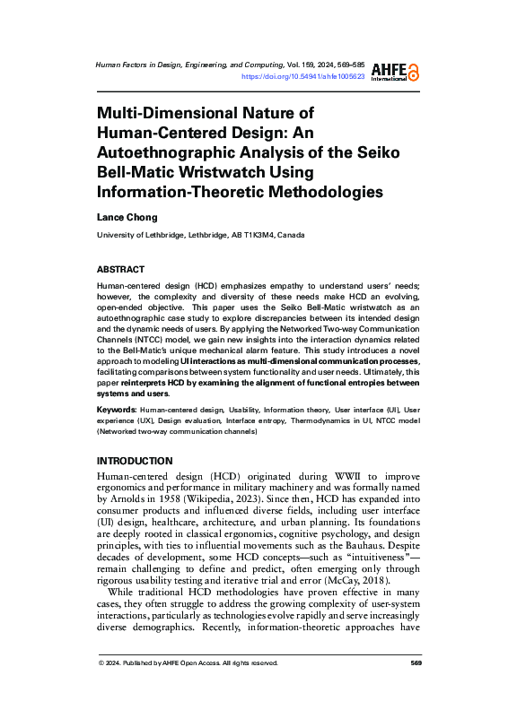 (PDF) Multi-Dimensional Nature of Human-Centered Design: An Autoethnographic Analysis of the ...