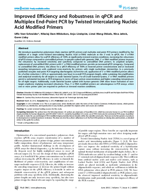 (PDF) Improved Efficiency and Robustness in qPCR and Multiplex End ...