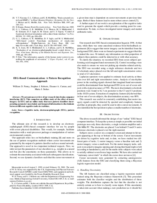 (PDF) EEG-based communication: a pattern recognition approach