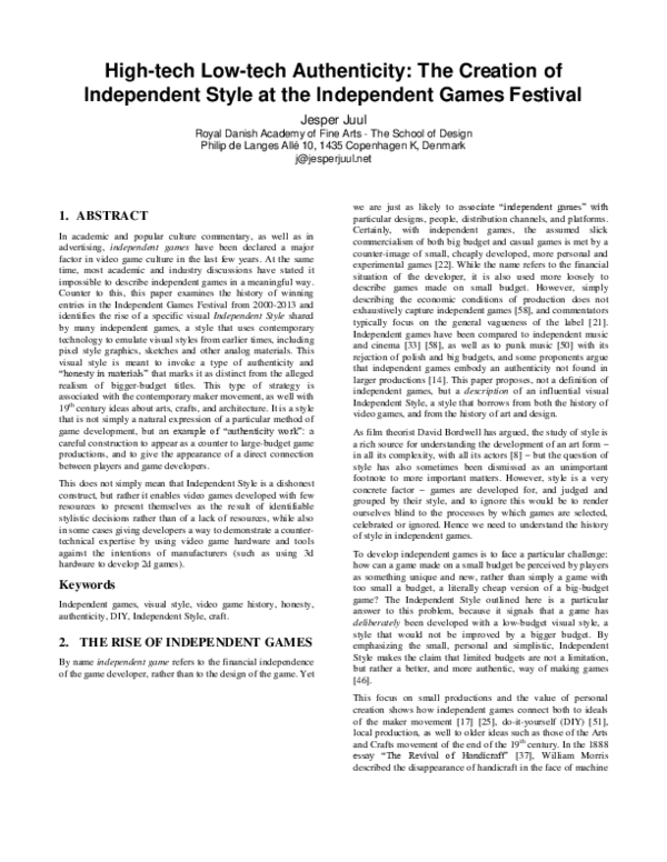 (PDF) High-Tech Low-Tech Authenticity: The Creation of Independent ...