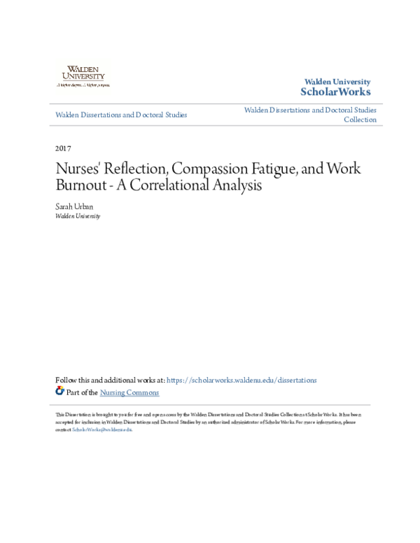(PDF) Nurses' Reflection, Compassion Fatigue, and Work Burnout - A Correlational Analysis
