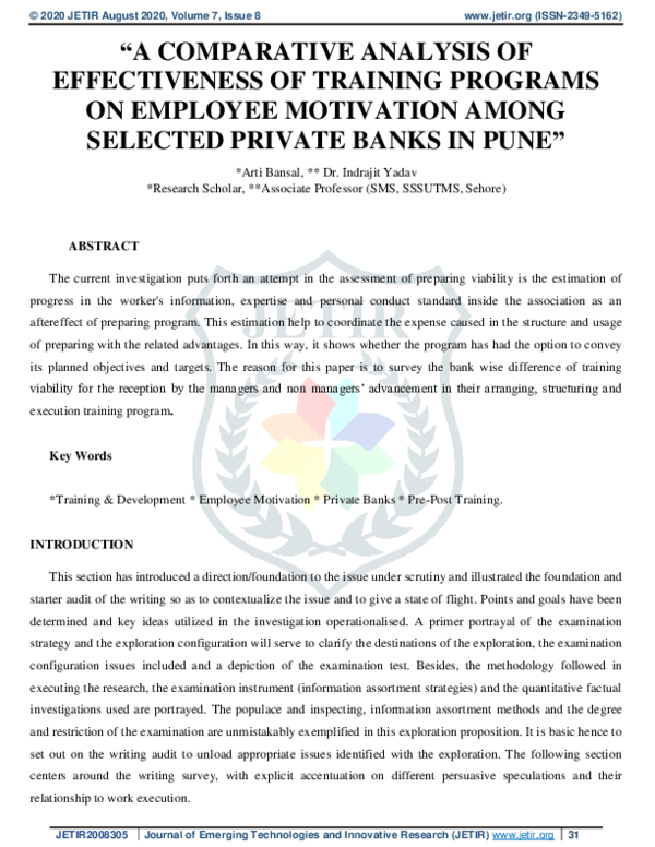 (PDF) A Comparative Analysis of Effectiveness of Training Programs on ...