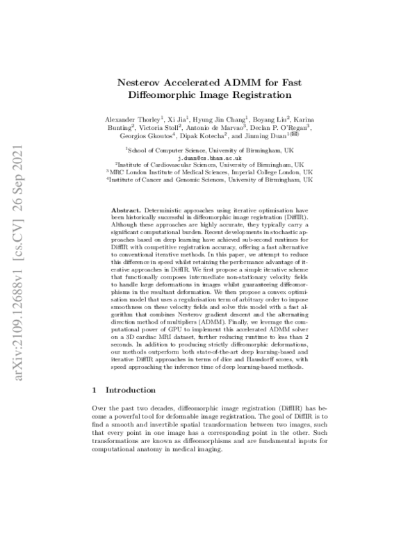 (PDF) Nesterov Accelerated ADMM for Fast Diffeomorphic Image Registration