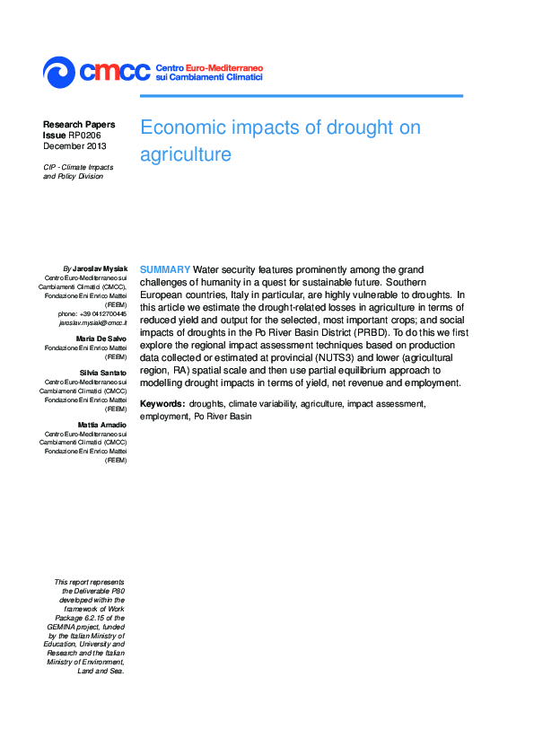 (PDF) Economic Impacts of Drought on Agriculture