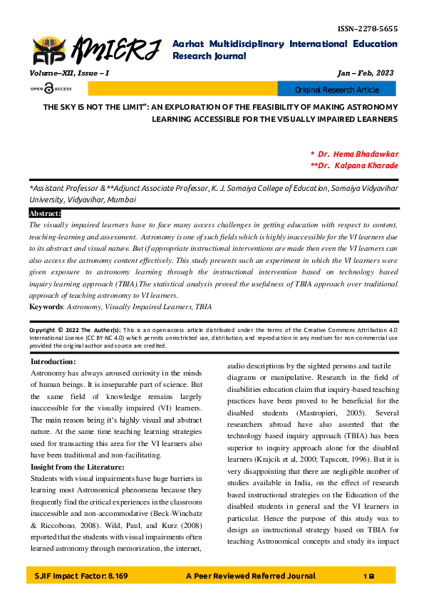 (PDF) The Sky is Not the Limit": An Exploration of the Feasibility of Making Astronomy Learning ...