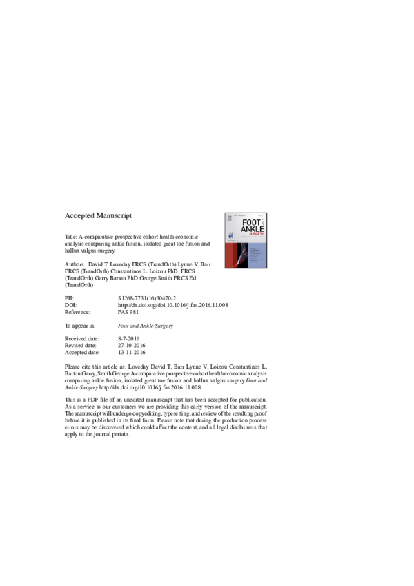 (PDF) A comparative prospective cohort health economic analysis ...