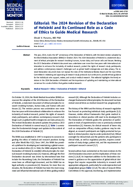 (PDF) Parums DV. Editorial: The 2024 Revision of the Declaration of ...