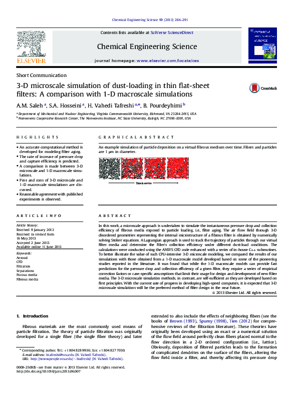 (PDF) 3-D microscale simulation of dust-loading in thin flat-sheet filters: A comparison with 1 ...