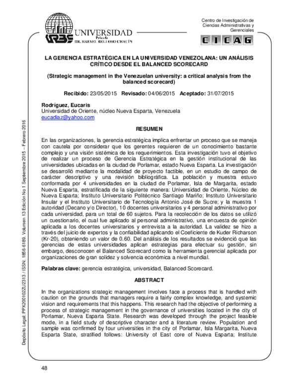 (PDF) La gerencia estratégica en la universidad venezolana: un análisis ...