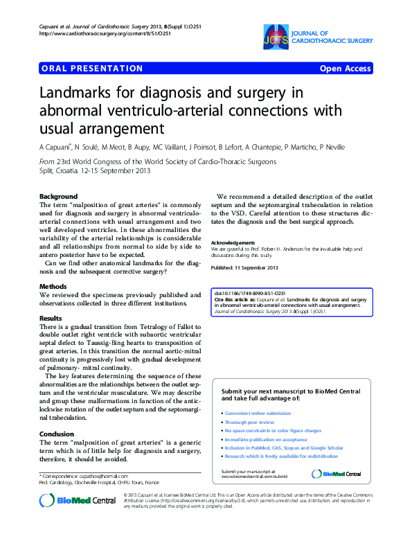 (PDF) Landmarks for diagnosis and surgery in abnormal ventriculo ...