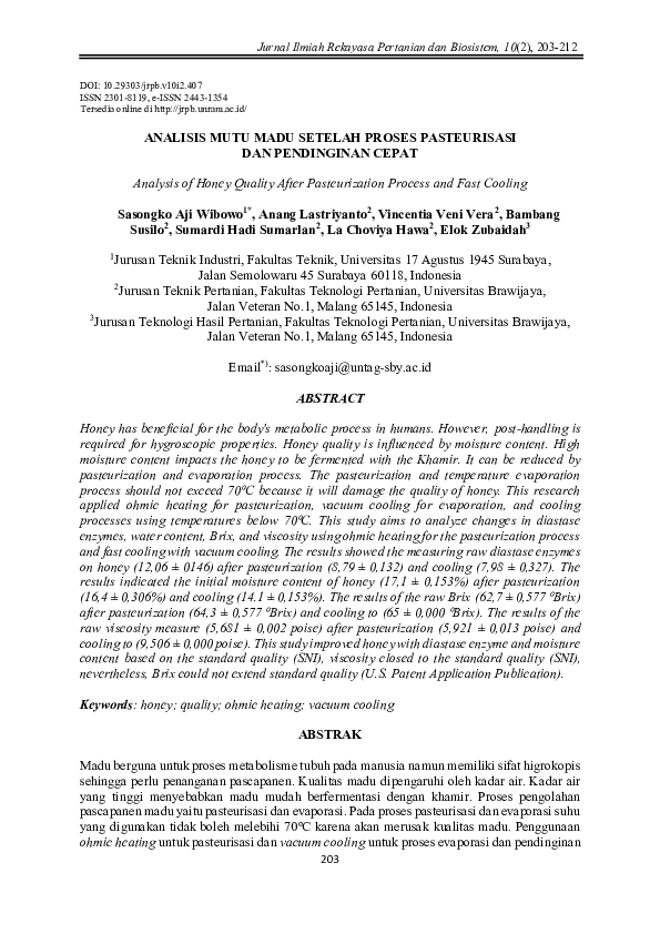 (PDF) Analisis Mutu Madu setelah Proses Pasteurisasi dan Pendinginan ...