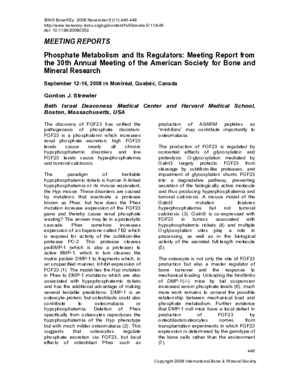 (PDF) MEETING REPORTS Phosphate Metabolism and Its Regulators: Meeting ...