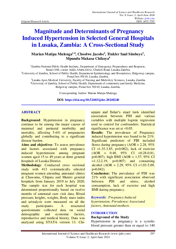 (PDF) Magnitude and Determinants of Pregnancy Induced Hypertension in ...