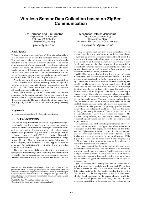 (PDF) Wireless Sensor Data Collection based on ZigBee Communication