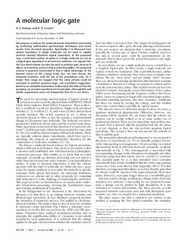 (PDF) A molecular logic gate