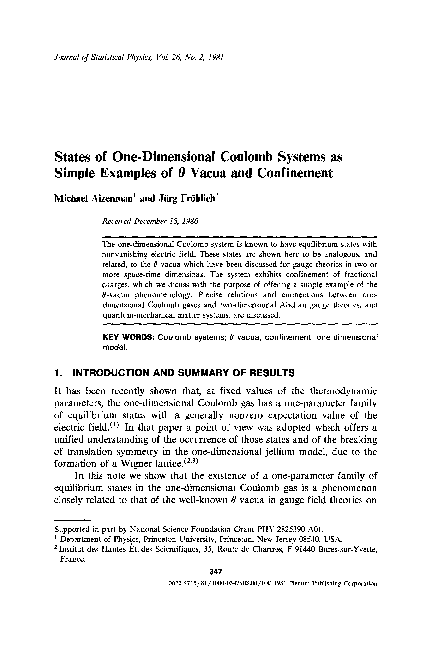 (PDF) States of one-dimensional Coulomb systems as simple examples of ...