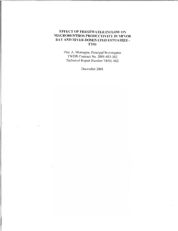 (PDF) Effect of freshwater inflow on macrobenthos productivity in minor ...