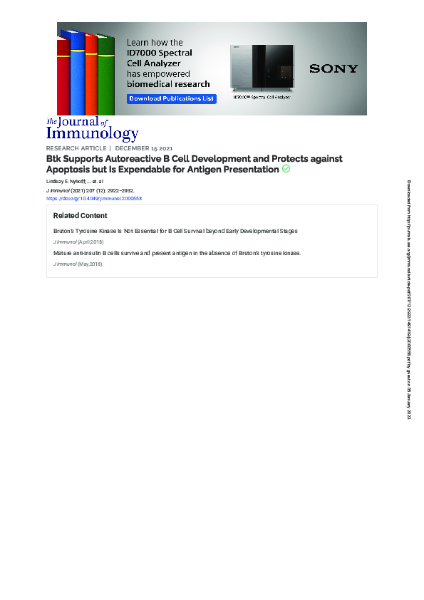 (PDF) Btk Supports Autoreactive B Cell Development and Protects against ...