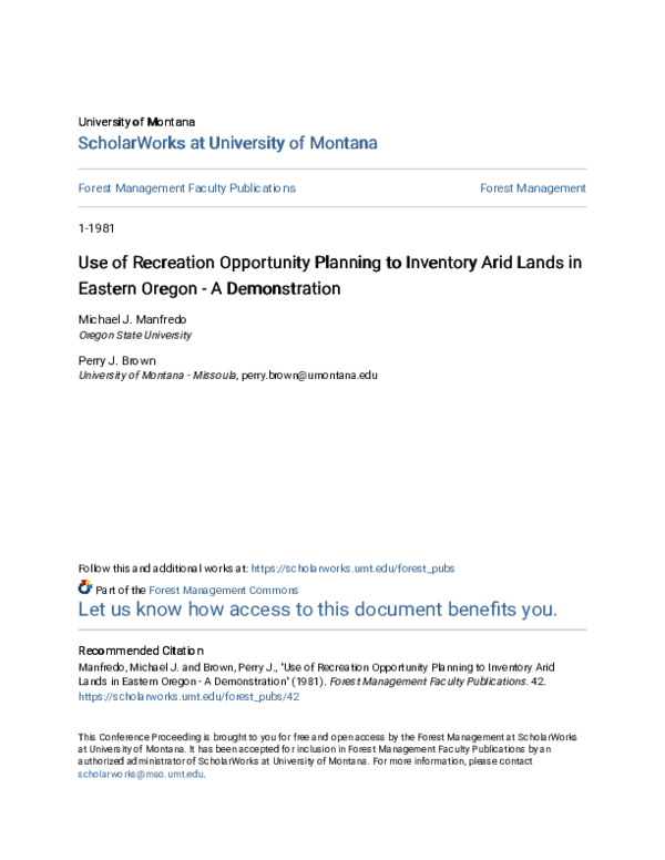 (PDF) Use of Recreation Opportunity Planning to Inventory Arid Lands in ...