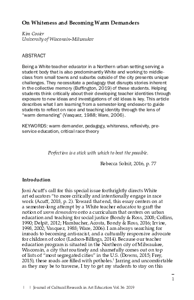 (PDF) On Whiteness and Becoming Warm Demanders