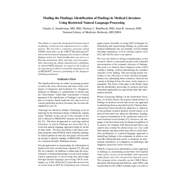 (PDF) Finding the findings: identification of findings in medical ...