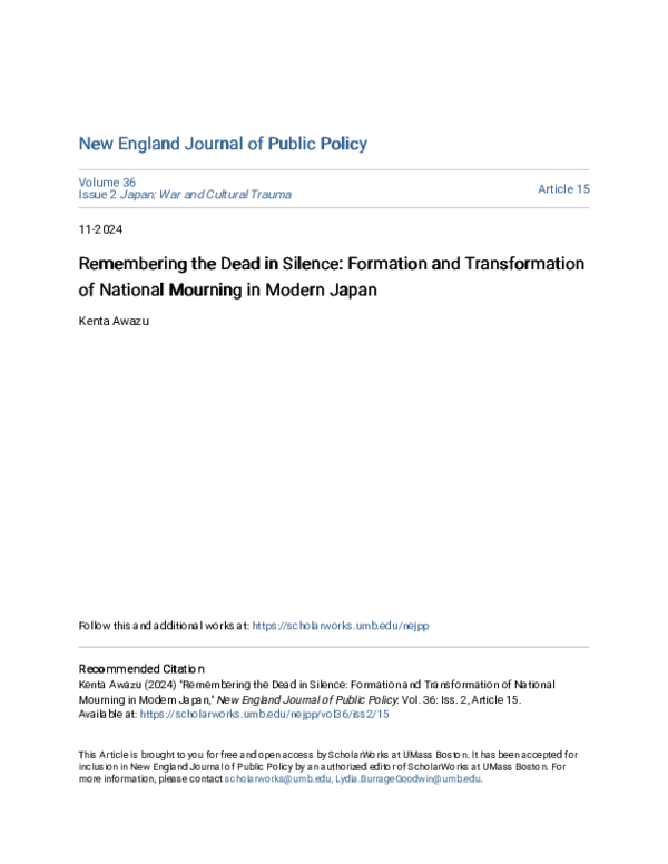 (PDF) Remembering the Dead in Silence Formation and Transformation of | Kenta Awazu - Academia.edu