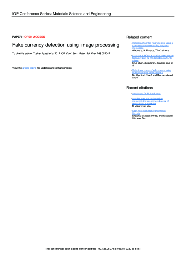 (PDF) Fake currency detection using image processing