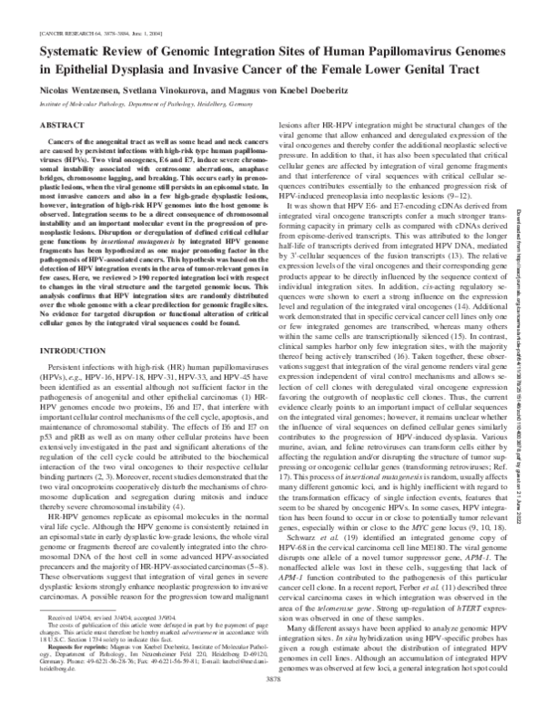 (PDF) Systematic Review of Genomic Integration Sites of Human ...