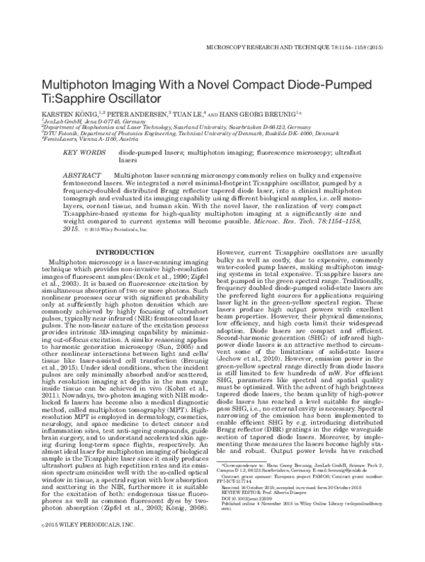 (PDF) Multiphoton imaging with a novel compact diode-pumped Ti:sapphire ...