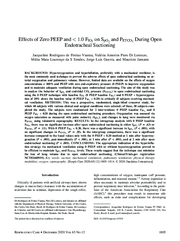 (PDF) Effects of Zero PEEP and